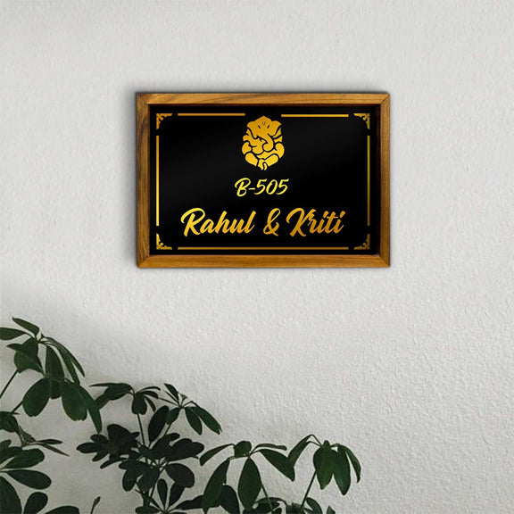 3D Golden Acrylic Nameplate With Frame – ChitraChaya