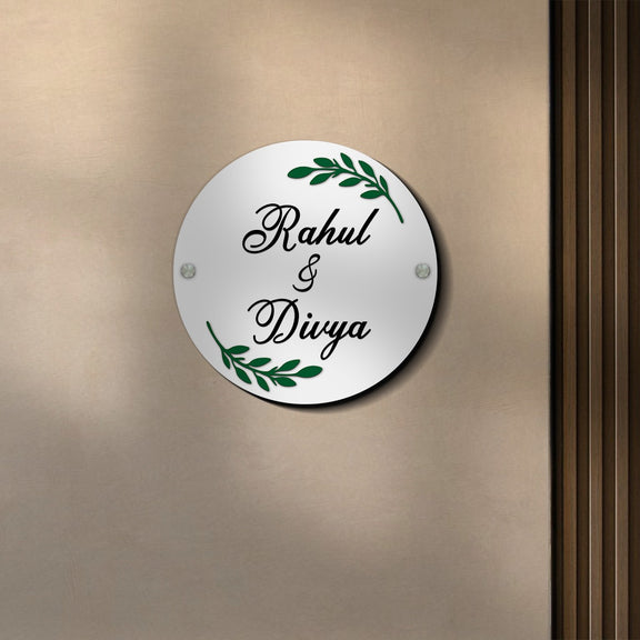 3D White Circular Acrylic Nameplate – ChitraChaya