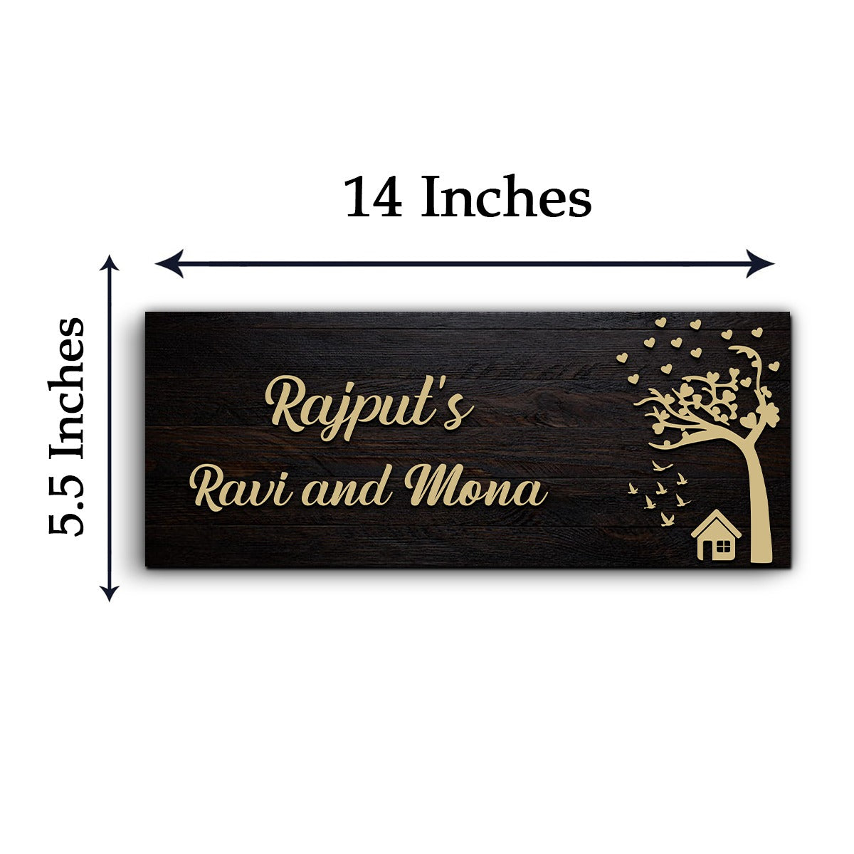 3D Wooden Cute Tree With House Name Plate – ChitraChaya