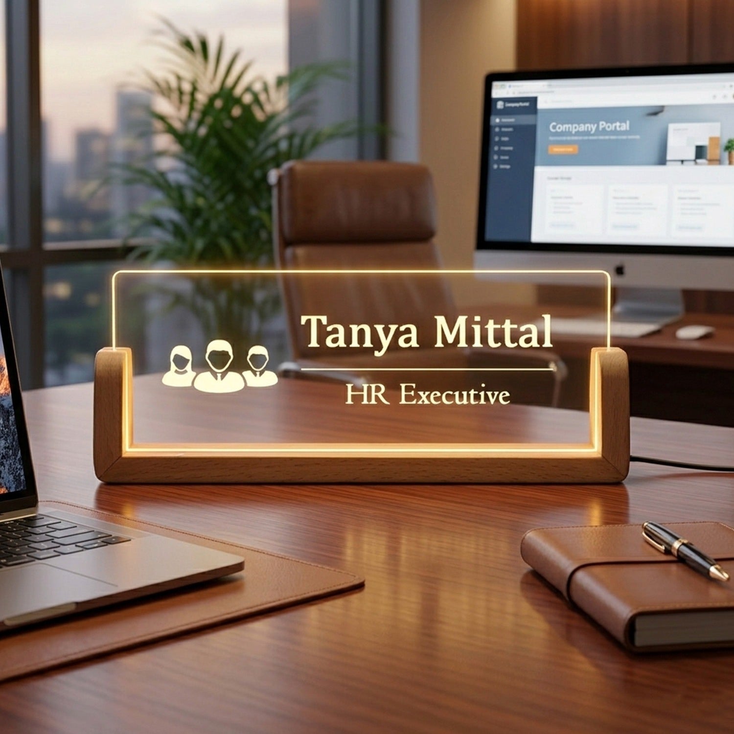 HR Executive Desk Name Plate With LED Light – ChitraChaya