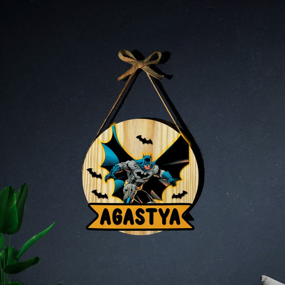 Kids Circular Batman Theme 3D Name Plate – ChitraChaya