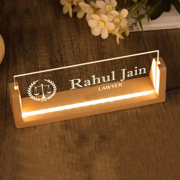 Lawyer Desk Name Plate With LED Light – ChitraChaya