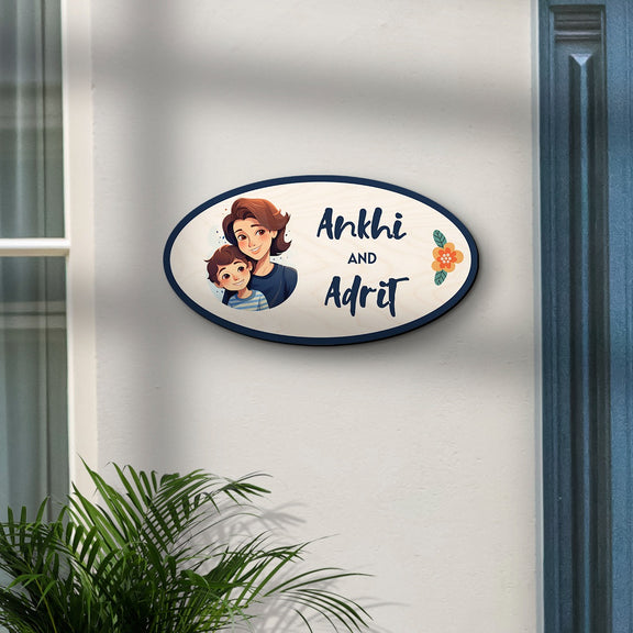 Mom With Kid Name Plate – ChitraChaya