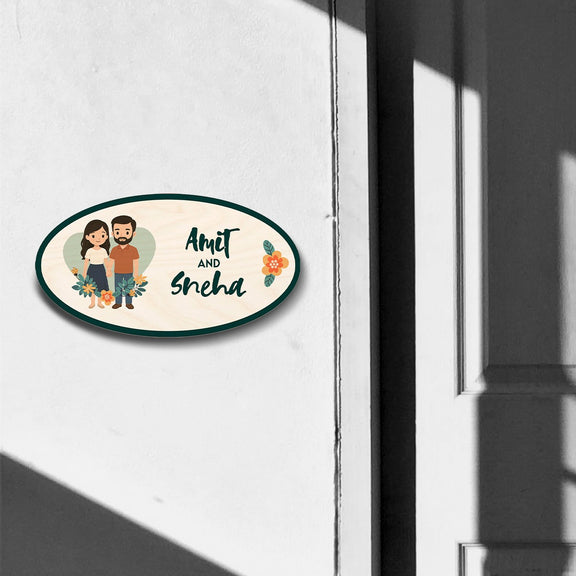 Western couple Theme Name Plate – ChitraChaya