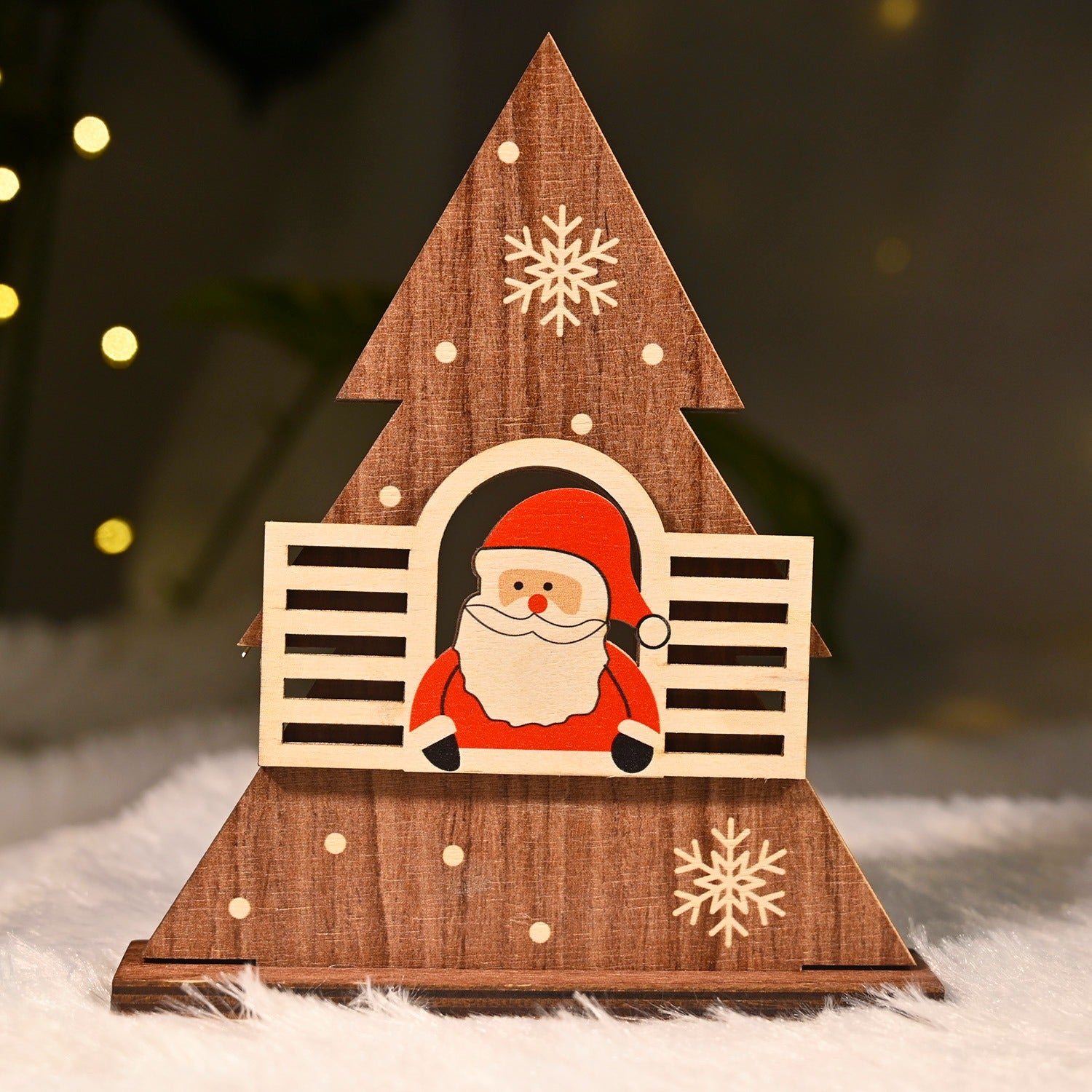 Wooden Christmas Table Decor – 3D Santa Window Scene – ChitraChaya