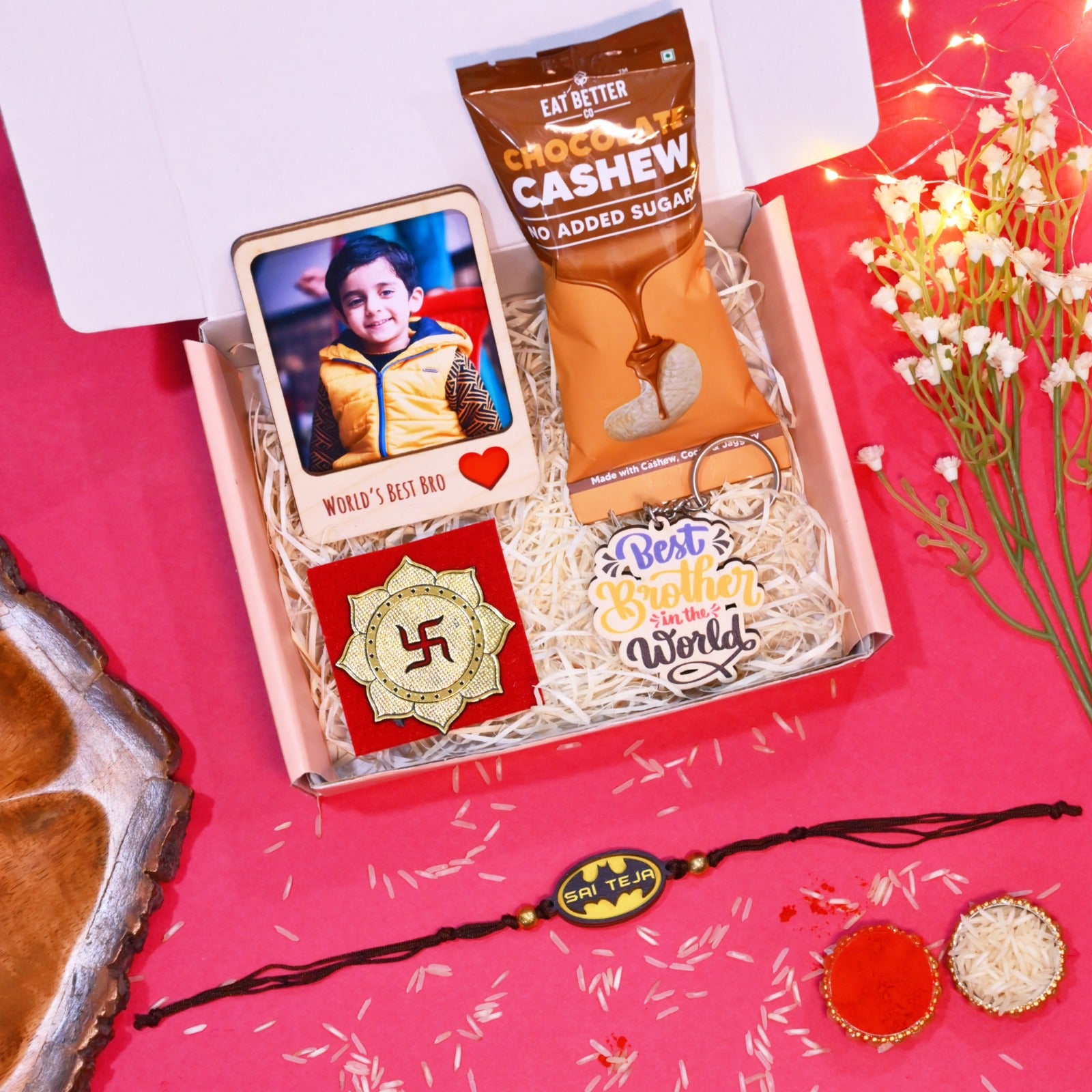 Wooden Rakhi | Personalised | Batman Logo Name – ChitraChaya