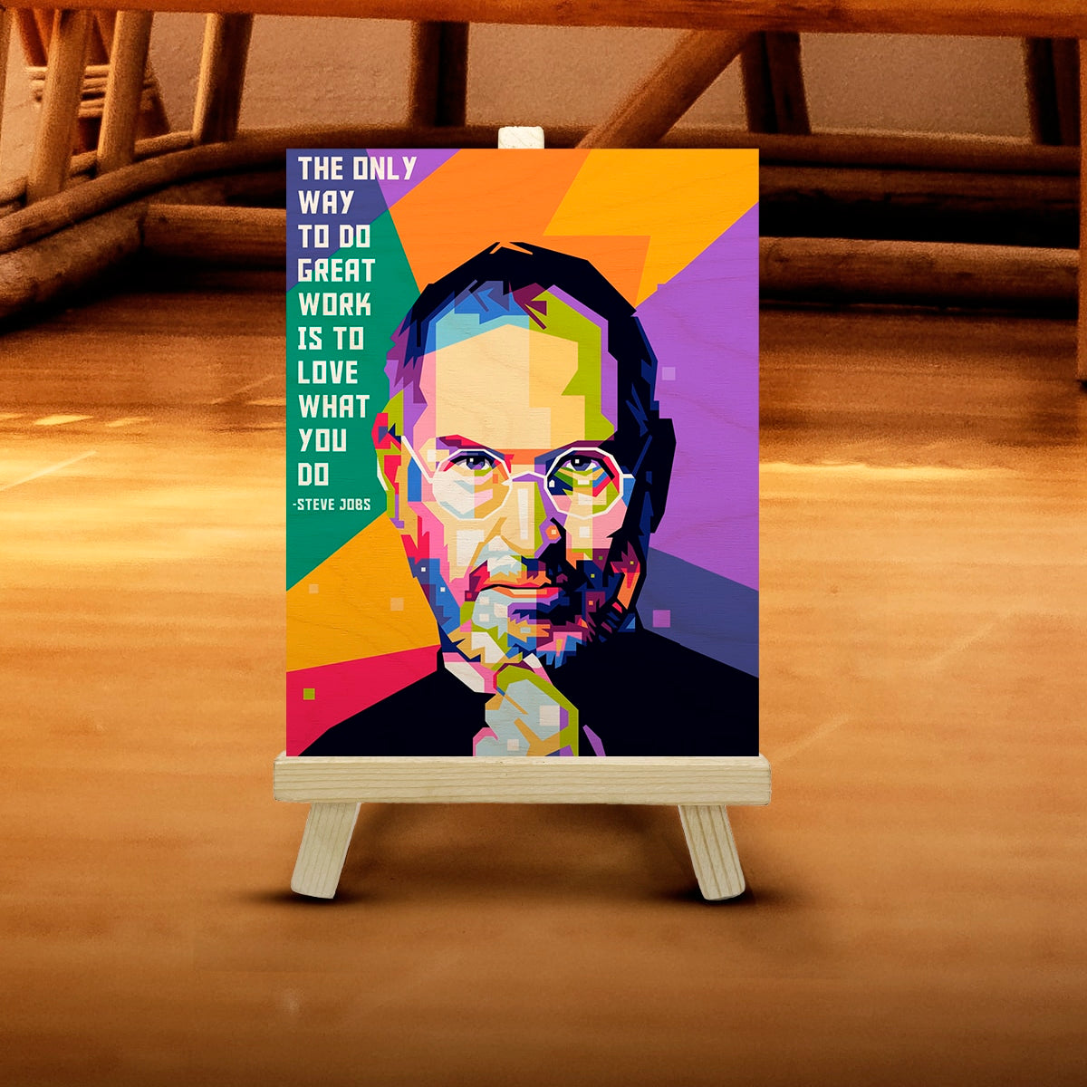 Steve Jobs Wood Print With Easel Stand – ChitraChaya