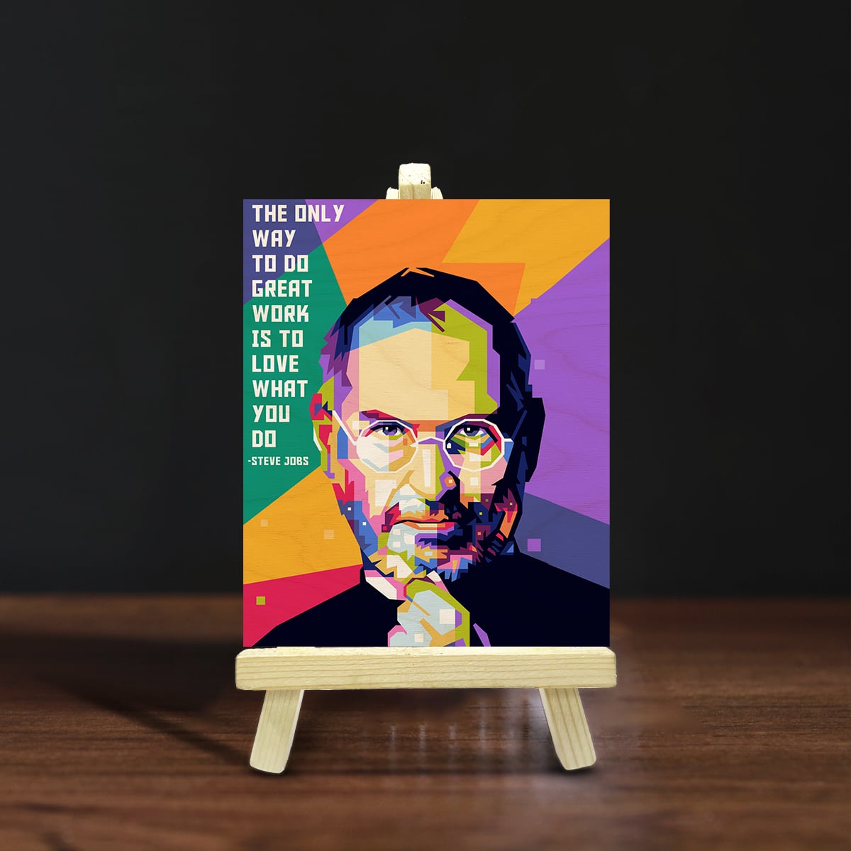 Steve Jobs Wood Print With Easel Stand – ChitraChaya