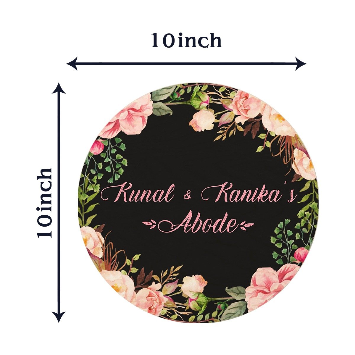 Black Floral Circular Name Plate – ChitraChaya