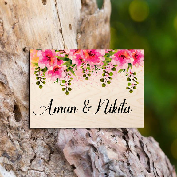 Pink Flower Vine Theme Name Plate – ChitraChaya